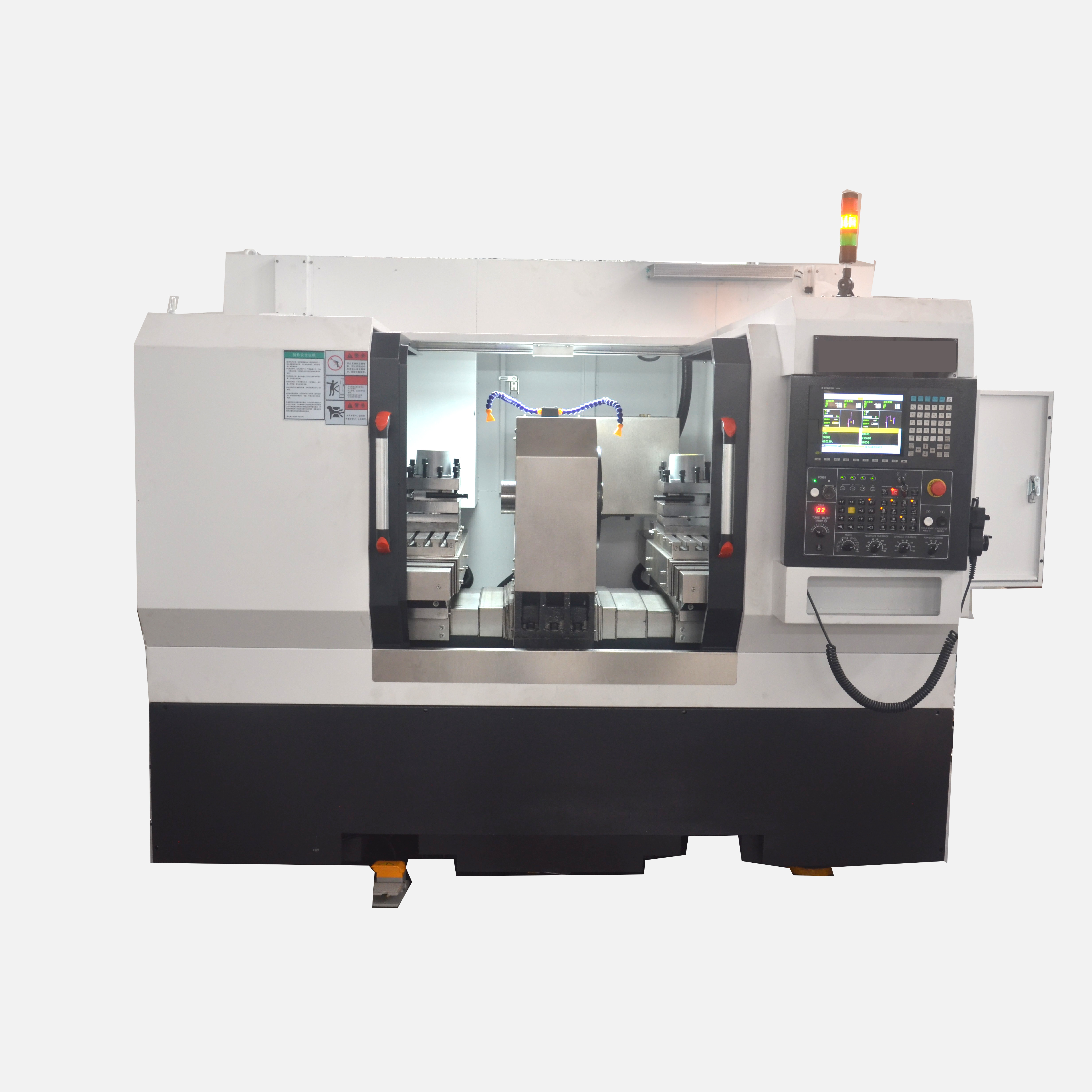 7.5kW Dual Spindle Flat Bed Machining Center With 4 Station Tool Holders